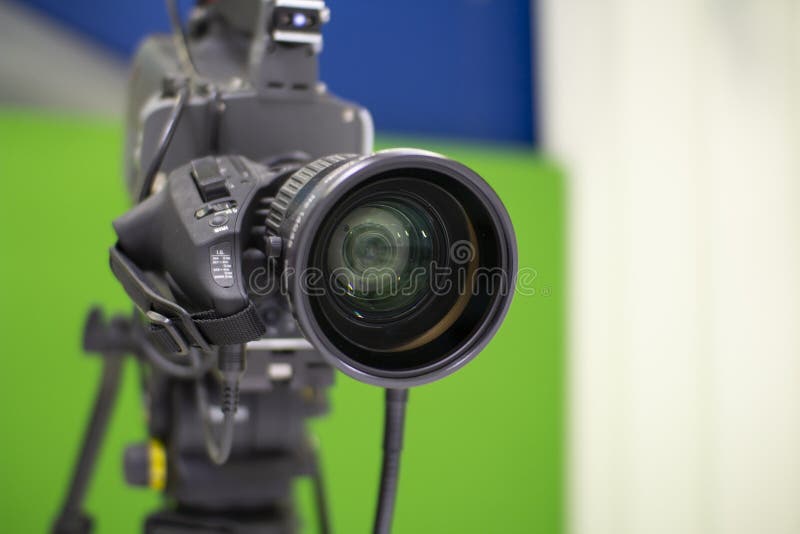 TV Camera in the Studio. Teleprompter and Professional High-definition ...