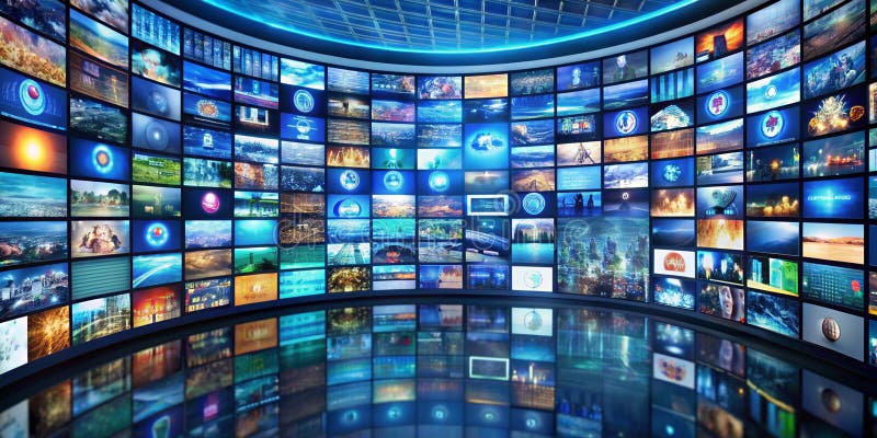 Tv Channels Media Concept Multiple Television Screens or Monitors ...