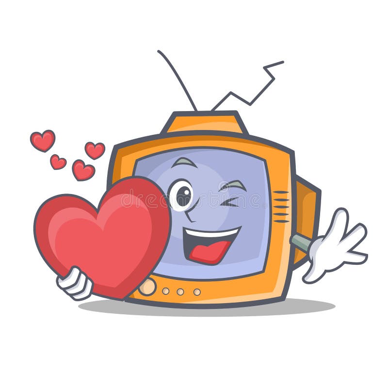 TV Character Cartoon Object with Heart Stock Vector - Illustration of ...