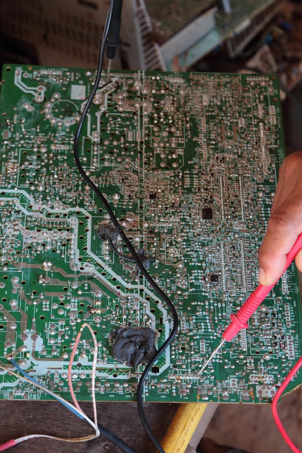 TV circuit boards. stock image. Image of chip, hand, circuit - 98993279