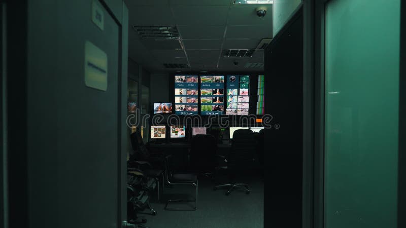 TV control room side view stock video. Video of buttons - 153080513