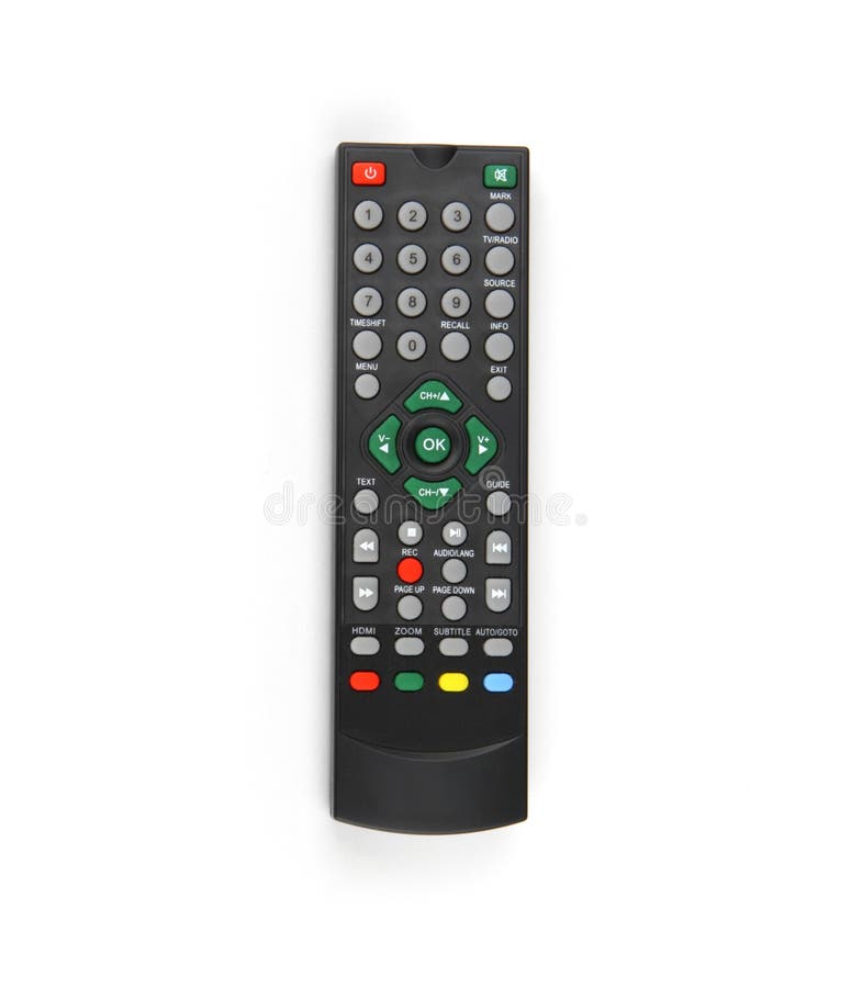 Black Tv Remote Control Front View Isolated White Stock Photos - Free ...