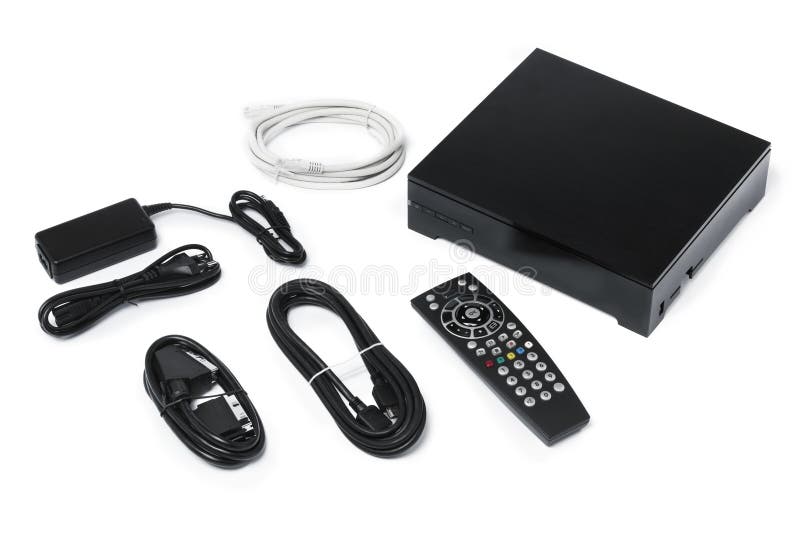 Tv Decoder and Remote Control Set Isolated on White. Receiver Stock ...