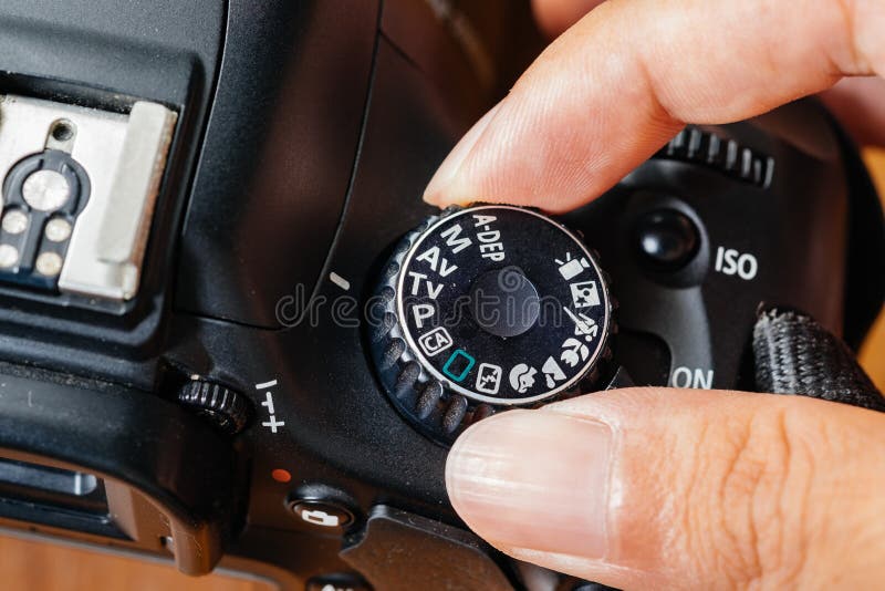 Av Dial Mode on Dslr Camera with Fingers on the Dial Stock Image ...