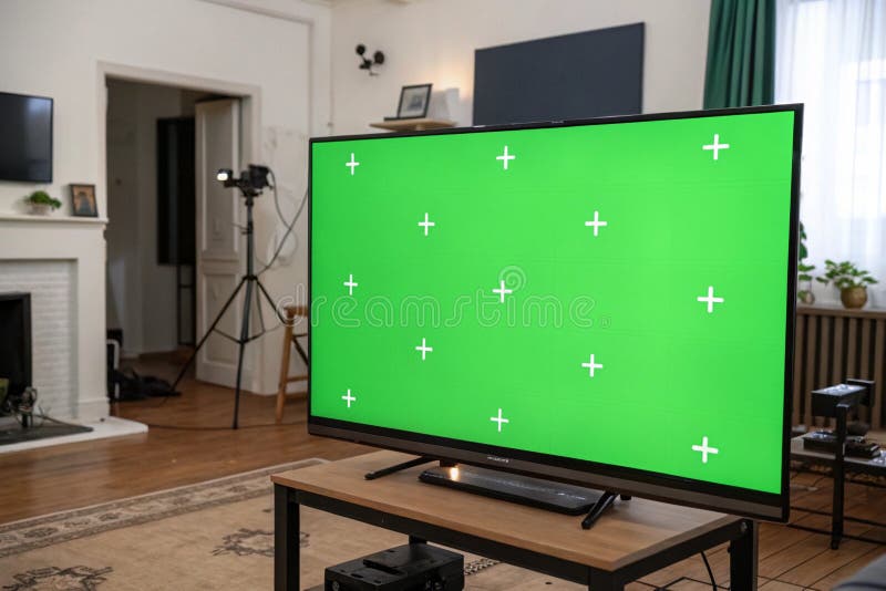 Chroma Key Compositing with TV and Green Screen Mockup Stock ...