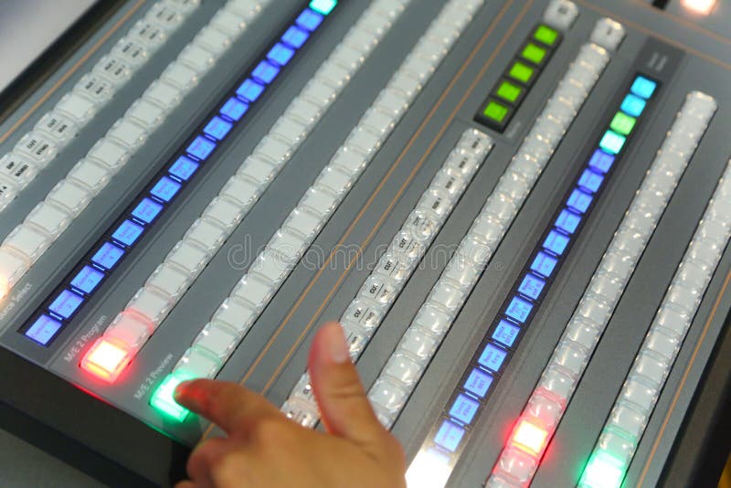 TV Engineer Working Editing with Video and Audio Mixer Stock Photo ...