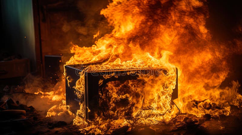 TV in Fire Due To a Short Circuit Stock Illustration - Illustration of ...