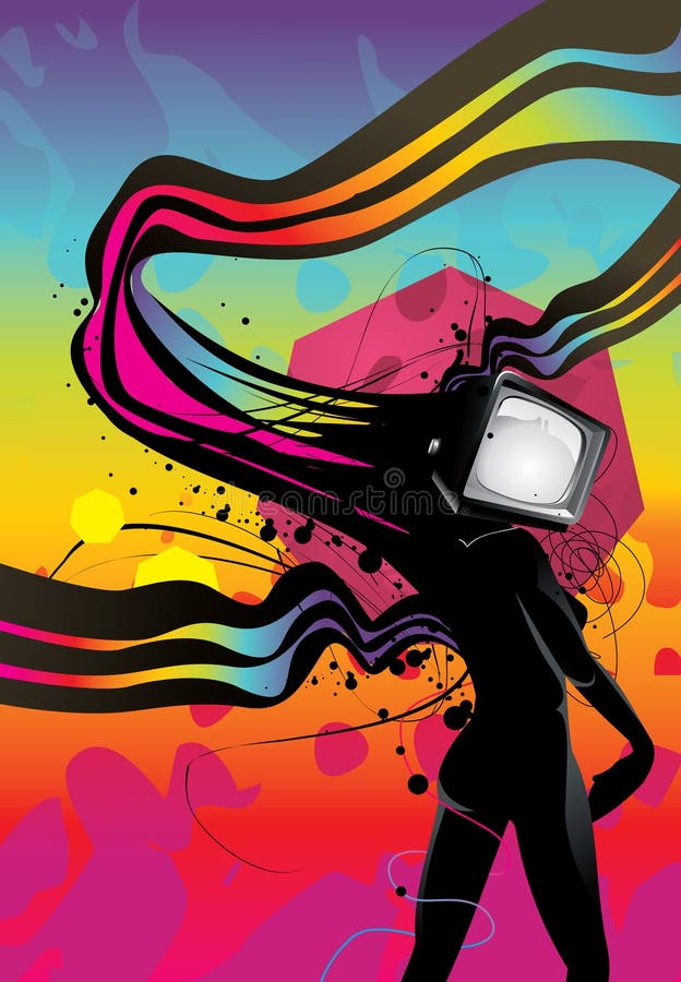 Tv Girl Abstract Illustration Stock Vector - Illustration of color ...