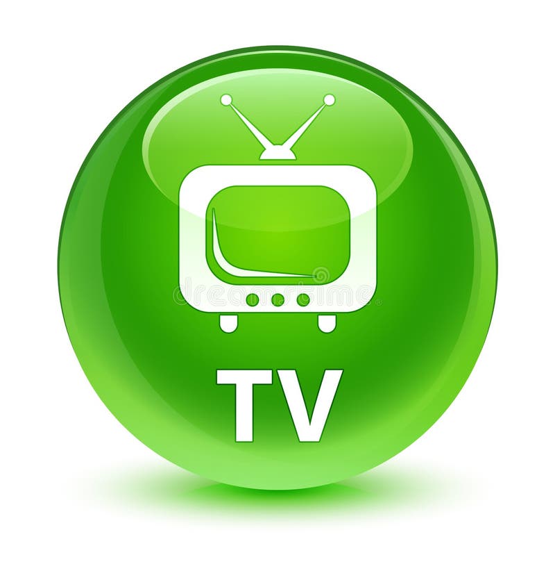 TV Glassy Green Round Button Stock Illustration - Illustration of icon ...