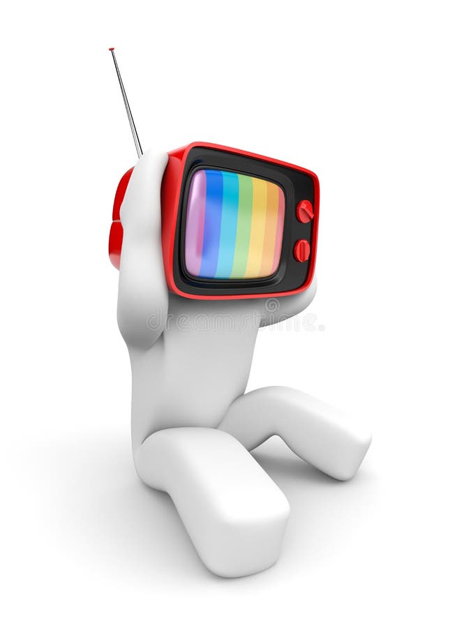 TV head with headaches stock illustration. Illustration of rainbow ...
