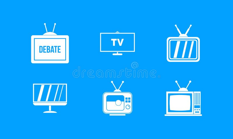 Tv icon blue set vector stock vector. Illustration of crystal - 113785502