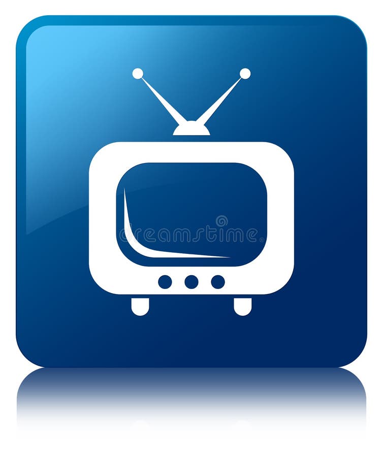 TV icon blue square button stock illustration. Illustration of square ...