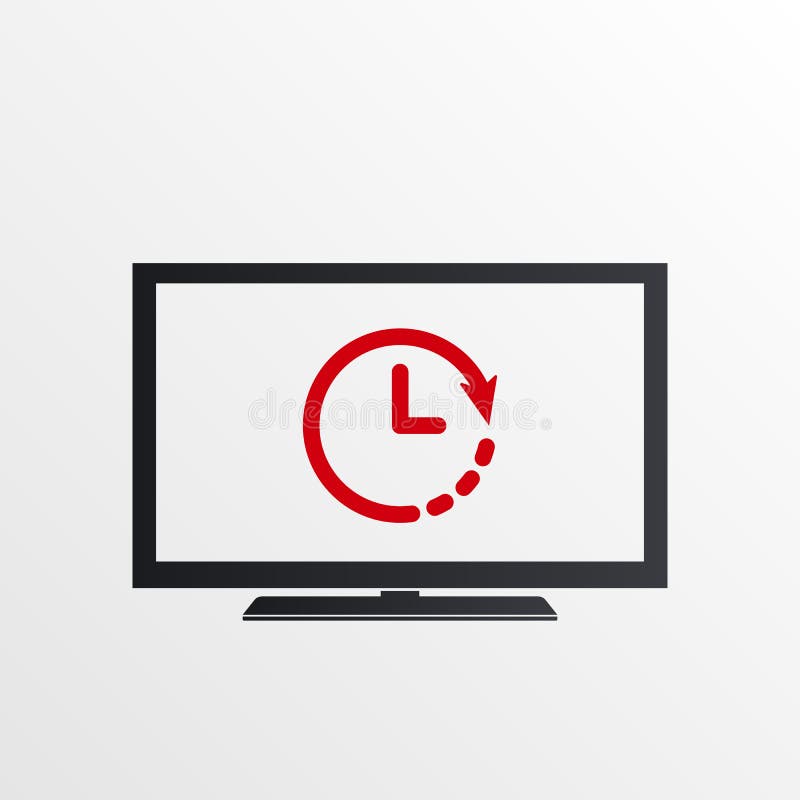 TV Icon with Clock Sign. TV Icon and Countdown, Deadline, Schedule ...