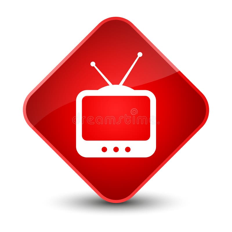 TV Icon Elegant Red Diamond Button Stock Illustration - Illustration of ...