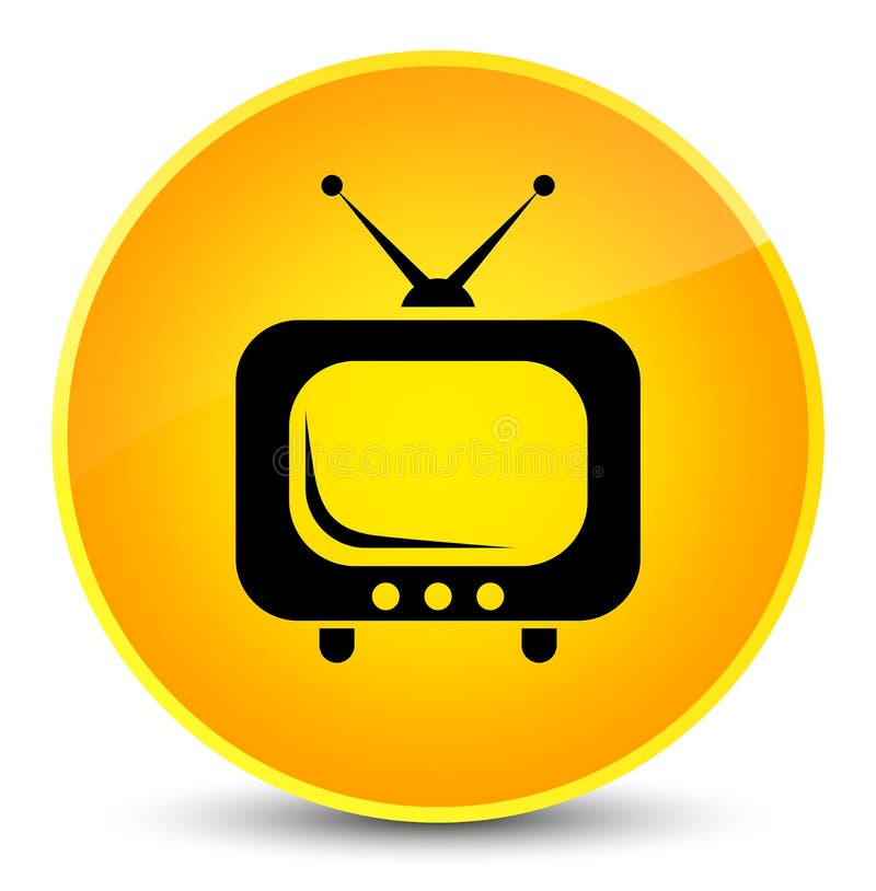 TV Icon Elegant Yellow Round Button Stock Illustration - Illustration ...