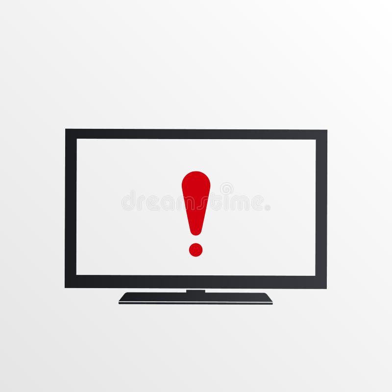 TV Icon with Exclamation Mark. TV Icon and Alert, Error, Alarm, Danger ...