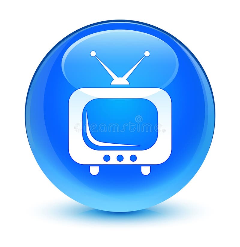TV Icon Glassy Cyan Blue Round Button Stock Illustration - Illustration ...