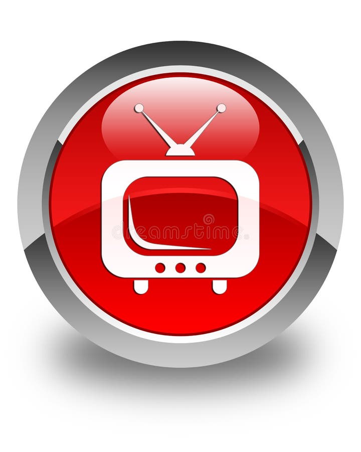 TV Icon Glossy Red Round Button Stock Illustration - Illustration of ...