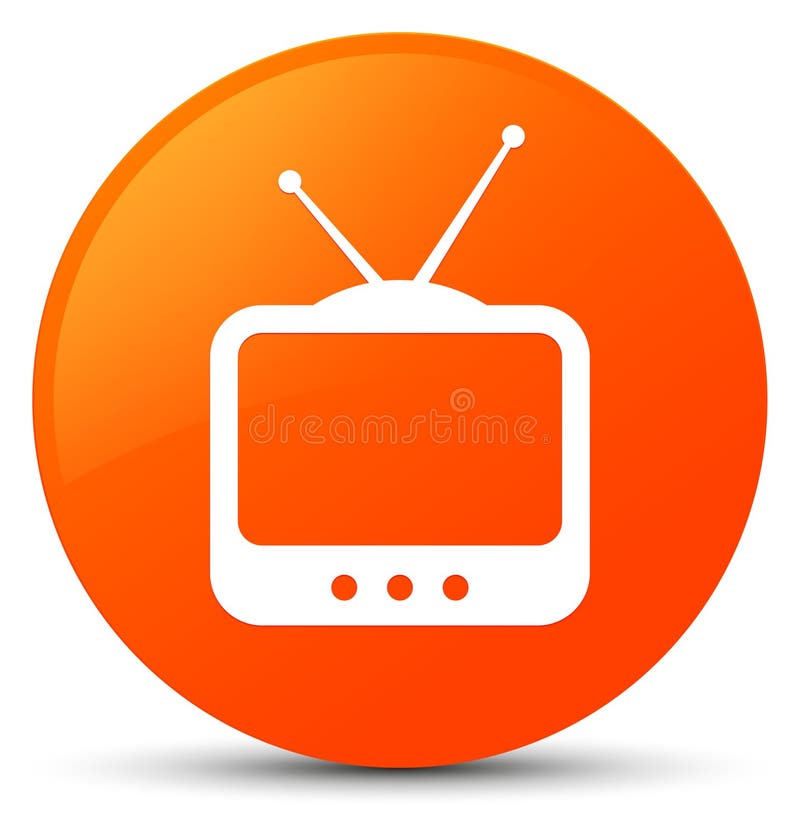 TV Icon Orange Round Button Stock Illustration - Illustration of tvset ...