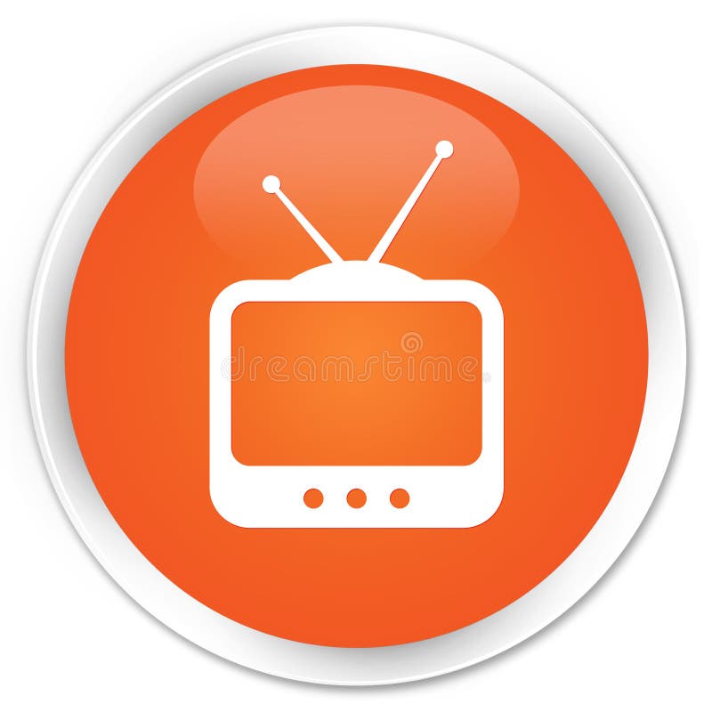 TV Icon Premium Orange Round Button Stock Illustration - Illustration ...