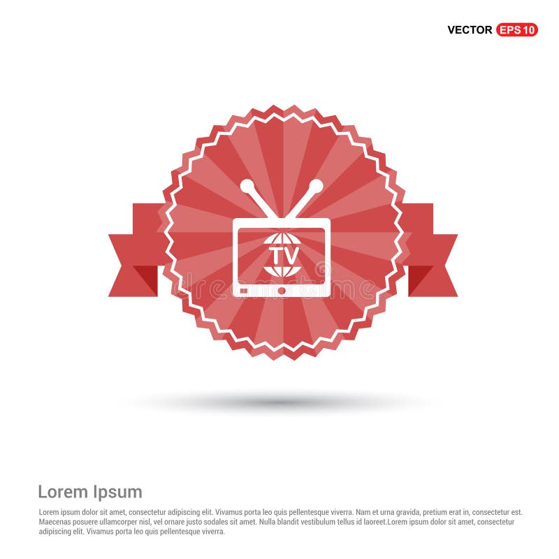 Tv Icon - Red Ribbon Banner Stock Vector - Illustration of tvset ...