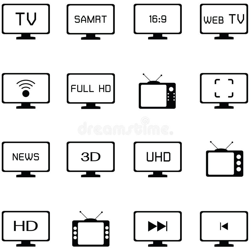 Tv icon set stock vector. Illustration of home, electronics - 120573457