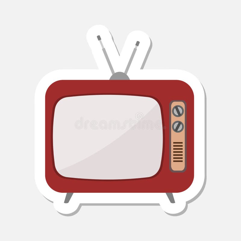 TV icon sticker stock illustration. Illustration of card - 83903256