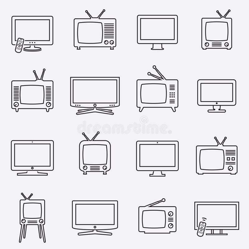 TV Icons Set. Linear Vector Icons. TV Pictograms Stock Vector ...