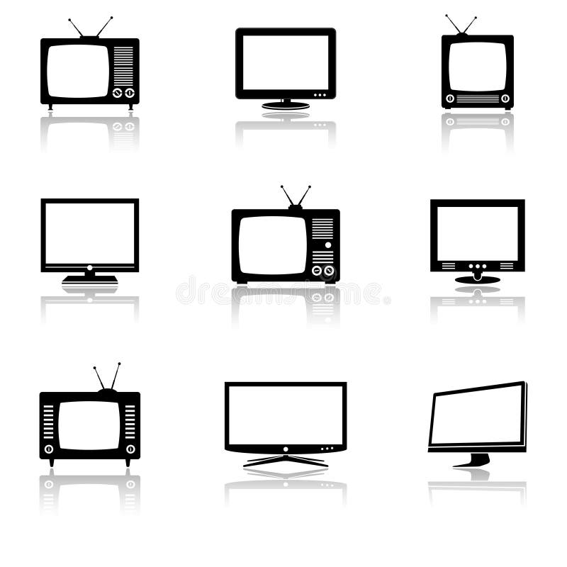 TV icons set stock vector. Illustration of show, symbol - 41066121