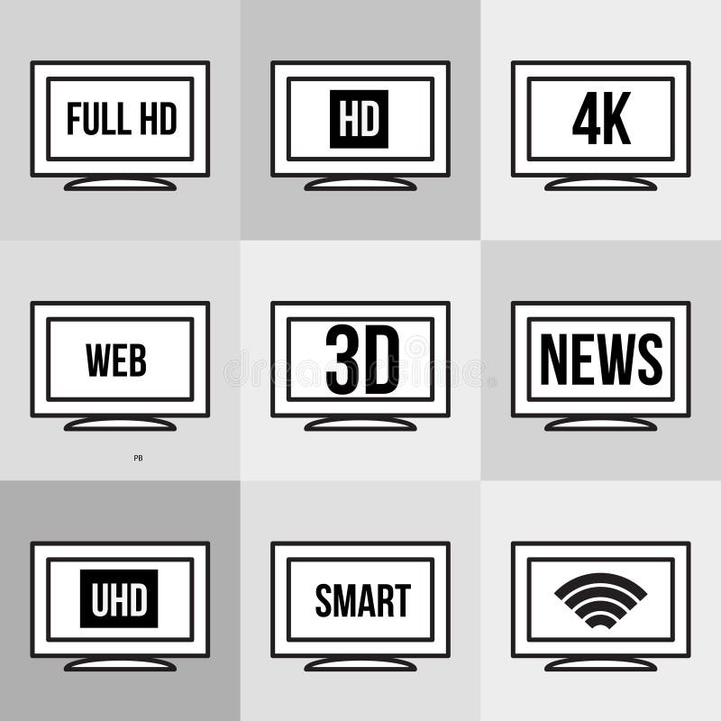 TV icons set. stock vector. Illustration of cinema, screen - 65780216