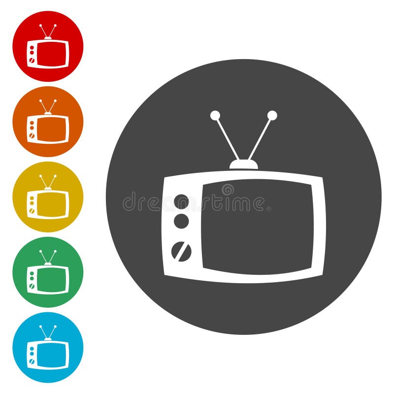 TV icons set stock vector. Illustration of home, entertainment - 134762040