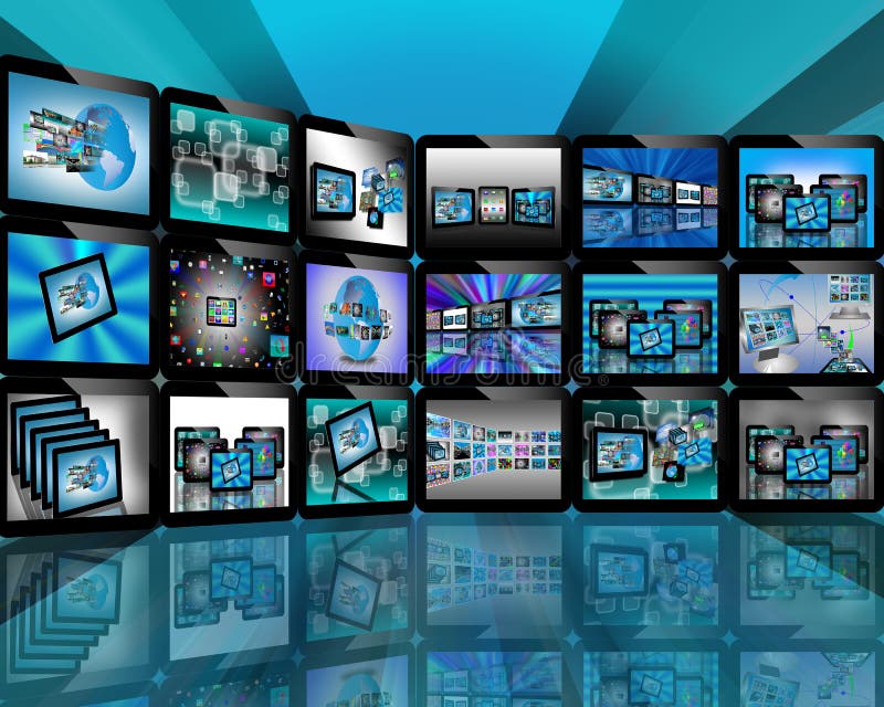 Video wide screen wall stock illustration. Illustration of count - 18094890