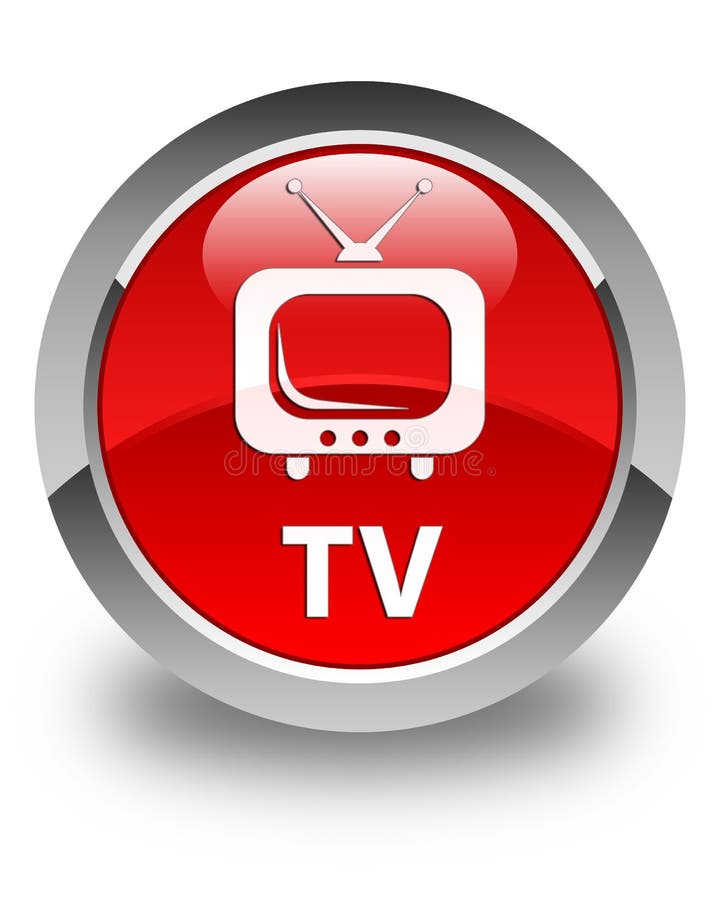 TV glossy red round button stock illustration. Illustration of glossy ...