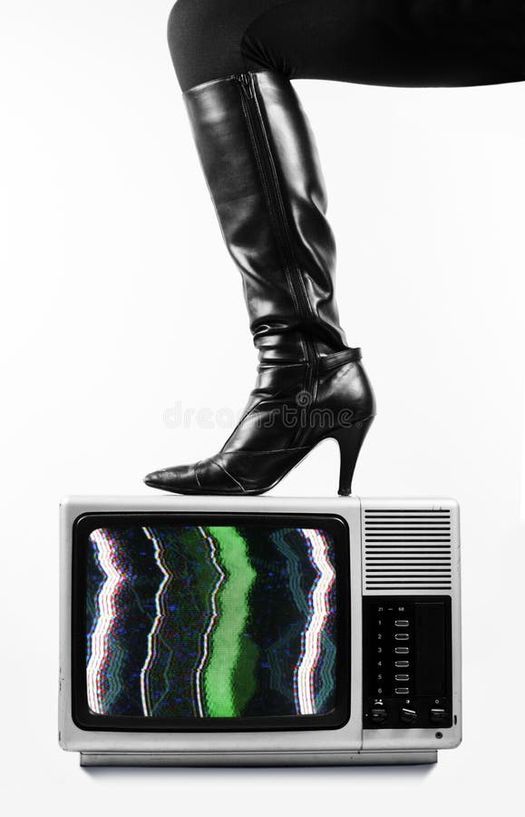 Tv and leg stock image. Image of heels, retro, distorted - 4346979