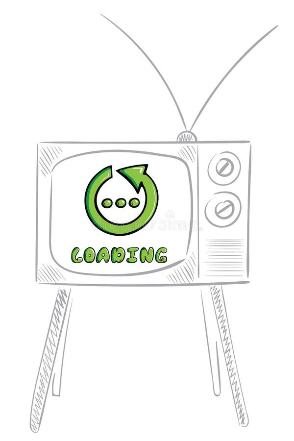 Tv and loading sing white stock vector. Illustration of reel - 156180159