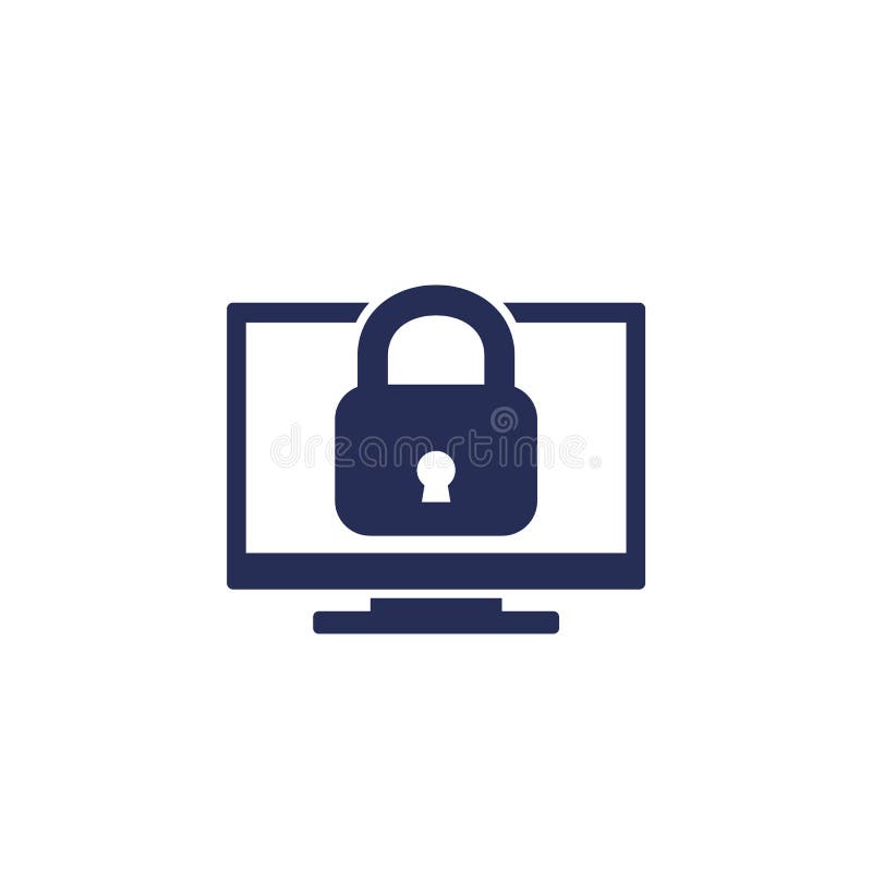 TV and lock icon on white stock vector. Illustration of limit - 263504172