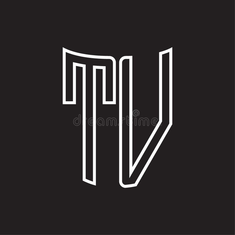 TV Logo Monogram with Ribbon Style Outline Design Template Stock Vector ...