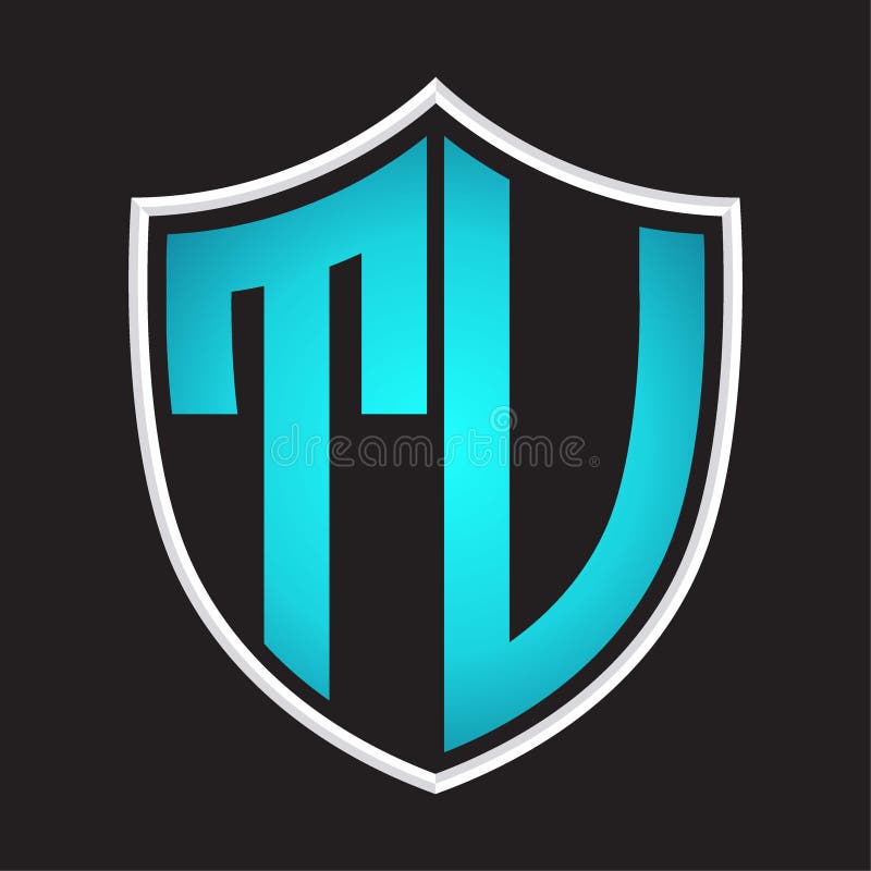 TV Logo Monogram with Shield Shape Isolated Blue Colors on Outline ...