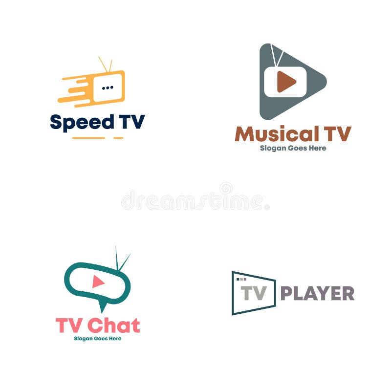 TV Logo Set Design Template Vector Stock Illustration - Illustration of ...