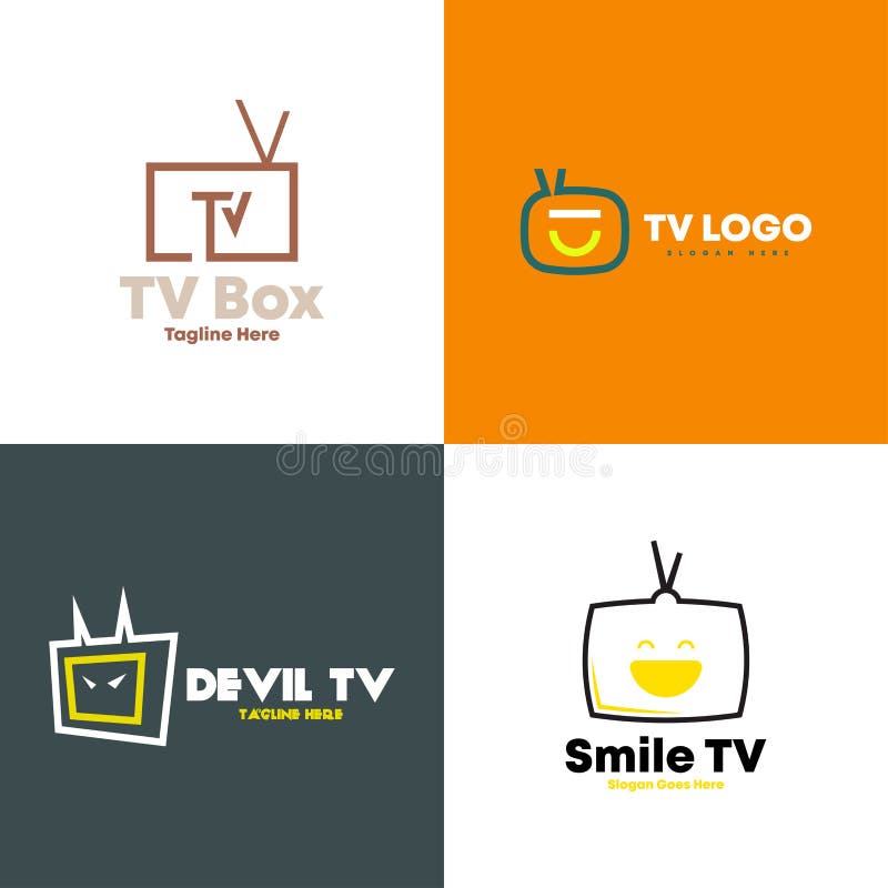 TV Logo Set Design Template Vector Stock Vector - Illustration of flat ...