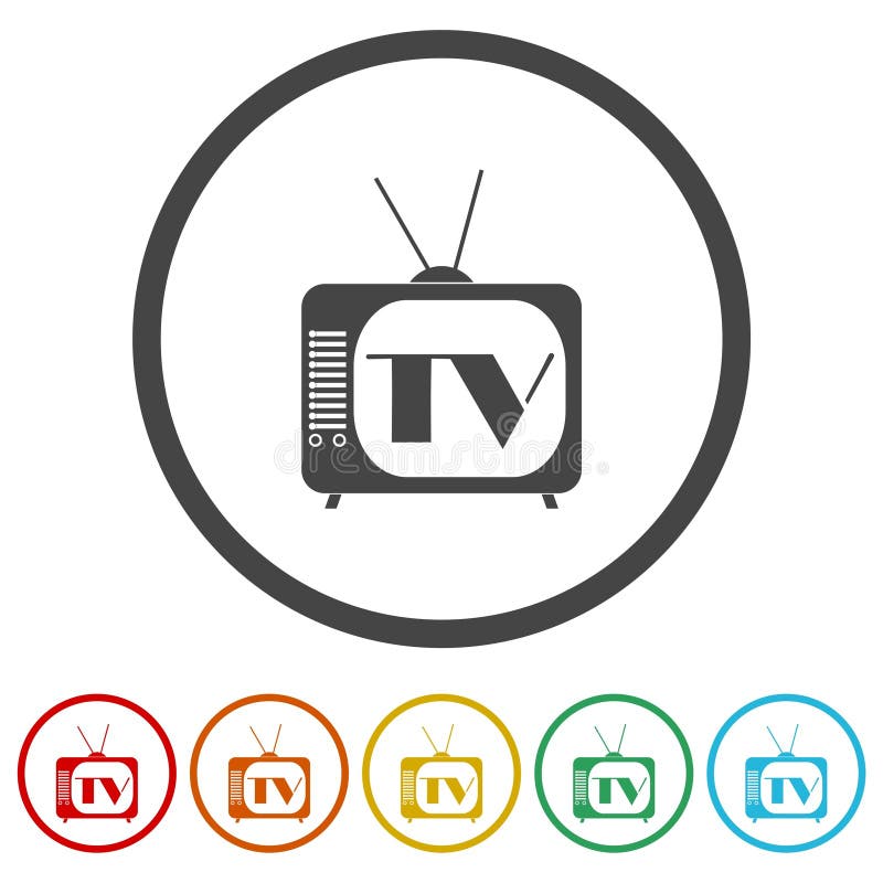 TV Logo. Set Icons in Color Circle Buttons Stock Vector - Illustration ...