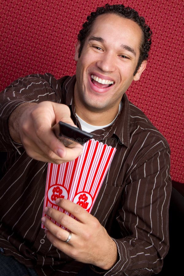 TV Man stock image. Image of emotions, popcorn, ethnic - 12816481