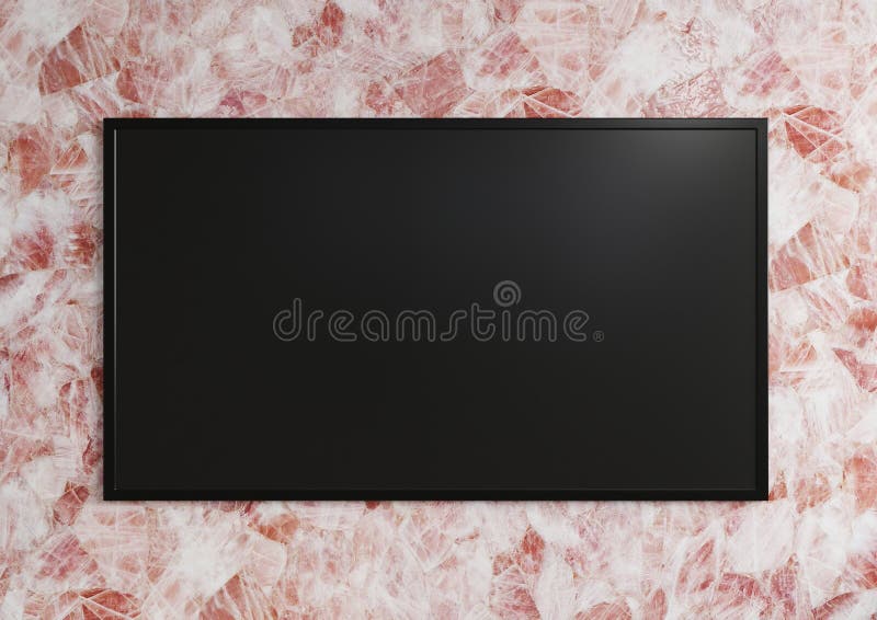 Tv Mockup on Red White Marble Wall.3d Rendering Stock Illustration ...