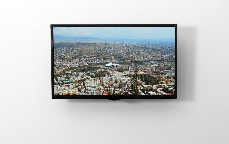 TV monitor on wall stock photo. Image of technology - 270471422