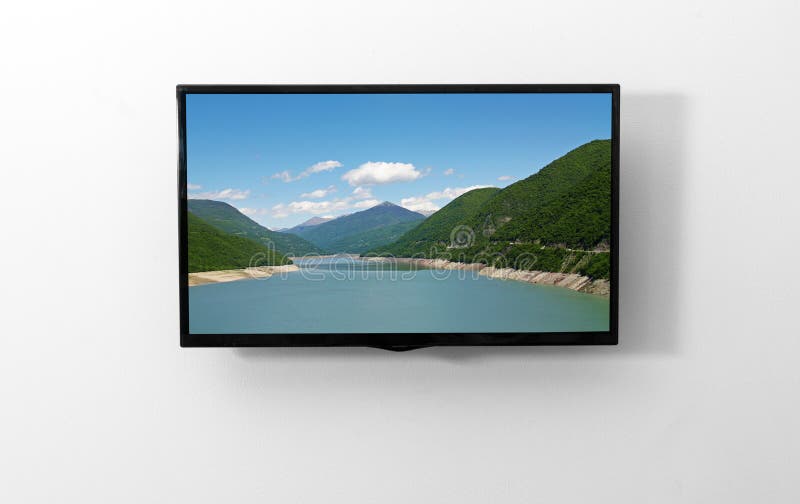 TV monitor on wall stock photo. Image of home, entertainment - 270471498