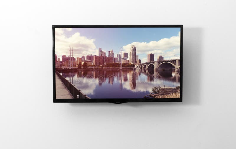 TV monitor on wall stock image. Image of screen, smart - 270471713