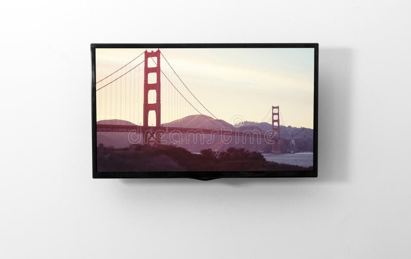 TV monitor on wall stock photo. Image of home, digital - 270471716