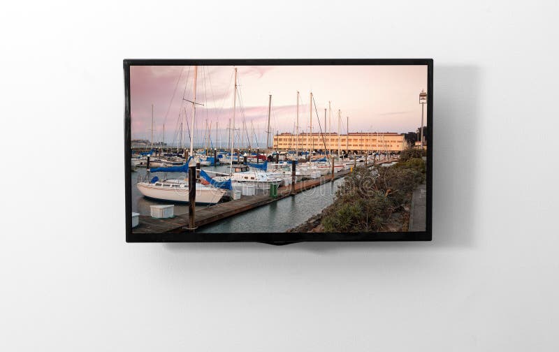 TV monitor on wall stock image. Image of smart, crystal - 270471721