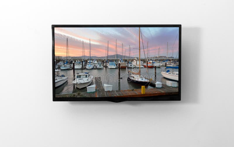 TV monitor on wall stock image. Image of digital, full - 270471723