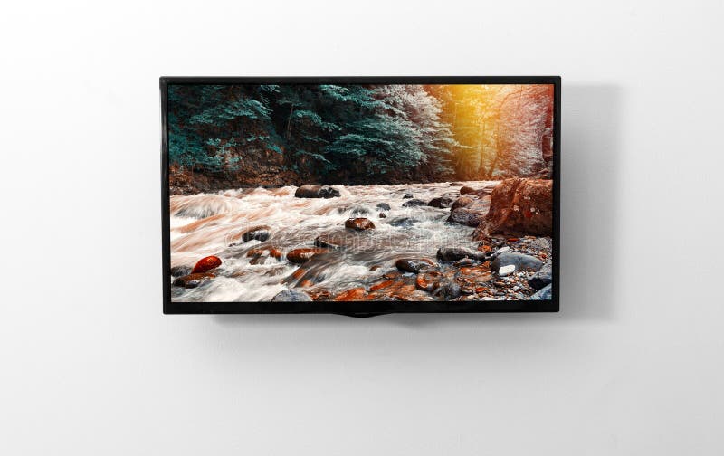 TV monitor on wall stock photo. Image of wide, presentation - 270471916